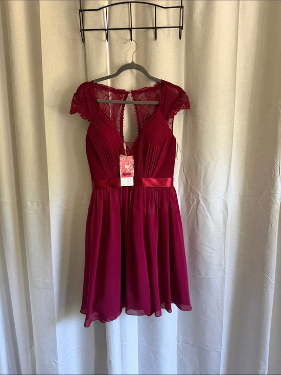 JJs House | Dresses | Jjs House Burgundy Lace Cap Sleeve Aline Cocktail ...